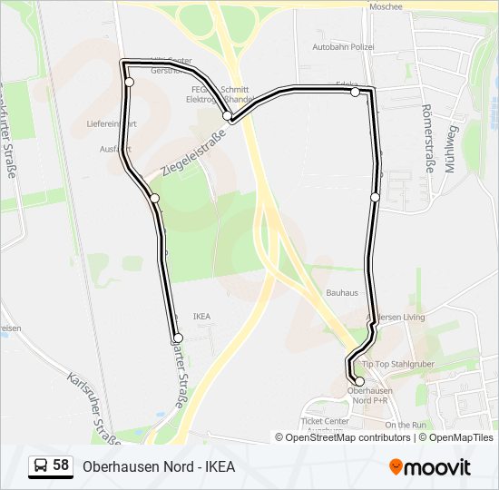 58 Route: Schedules, Stops & Maps - Oberhausen, Nord P+R (Updated)