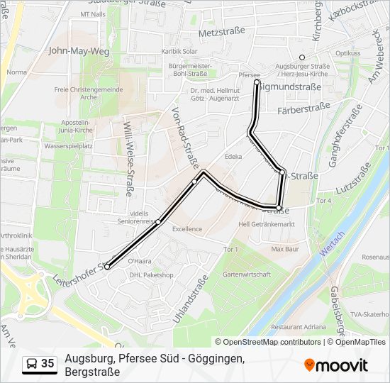 Linie 35 Augsburg Haltestellen