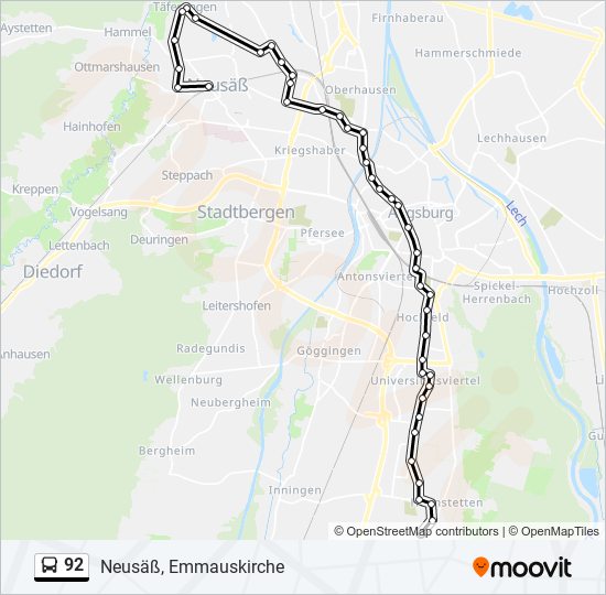 92 Route: Schedules, Stops & Maps - Neusäß, Emmauskirche (Updated)