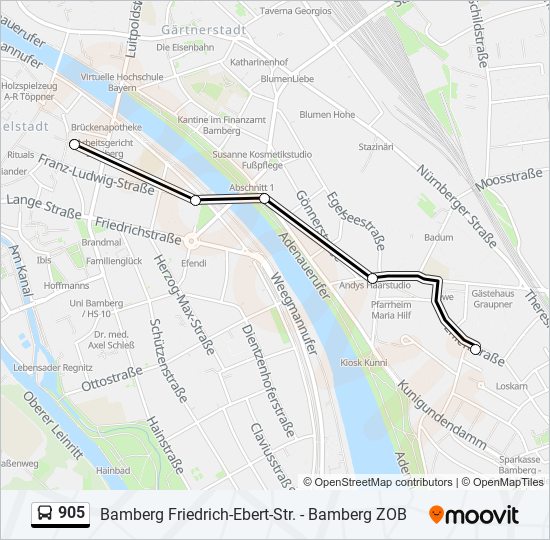 905 Route: Fahrpläne, Haltestellen & Karten - Bamberg Friedrich-Ebert ...