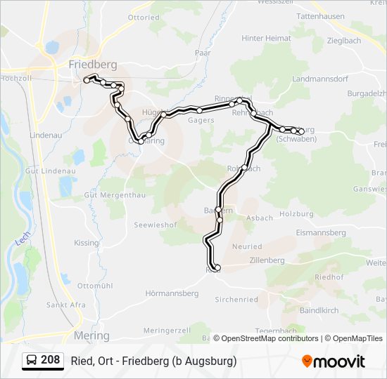 208 Route: Fahrpläne, Haltestellen & Karten - Ried Bei Mering ...