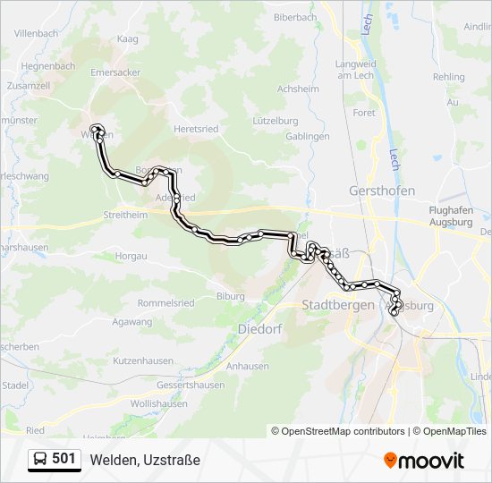501 Route: Schedules, Stops & Maps - Welden, Uzstraße (Updated)