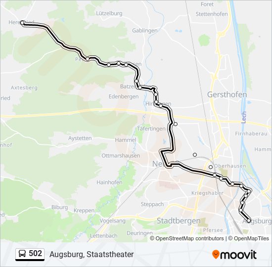 502 Route: Schedules, Stops & Maps - Augsburg, Staatstheater (Updated)