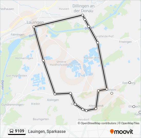9109 Route: Schedules, Stops & Maps - Lauingen, Sparkasse (Updated)