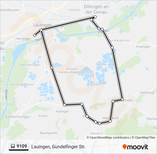 9109 Route: Schedules, Stops & Maps - Lauingen, Gundelfinger Str. (Updated)