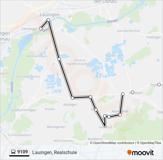 9109 Route: Schedules, Stops & Maps - Lauingen, Realschule (Updated)