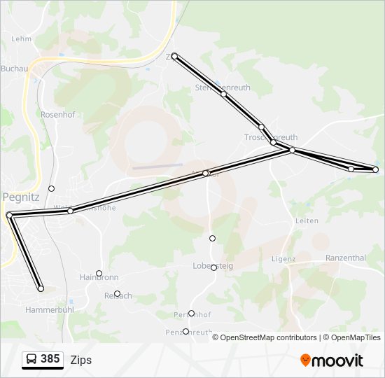 385 Route: Schedules, Stops & Maps - Zips (Updated)