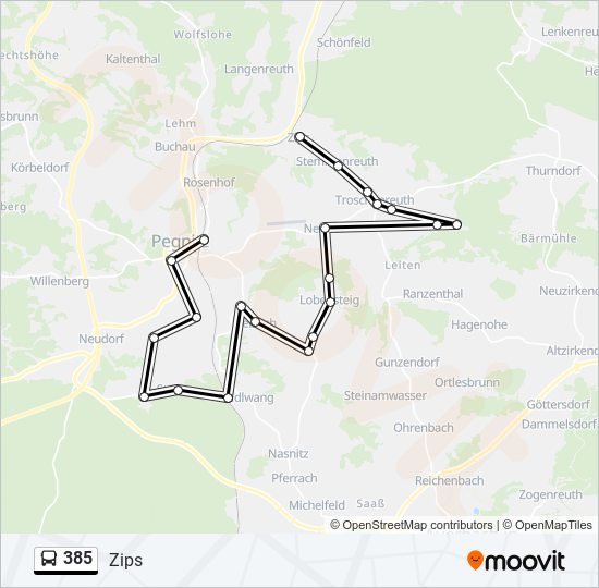 385 Route: Schedules, Stops & Maps - Zips (Updated)