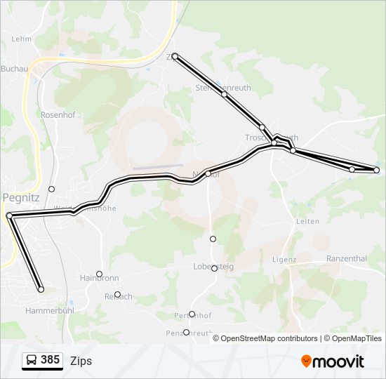 385 Route: Schedules, Stops & Maps - Zips (Updated)