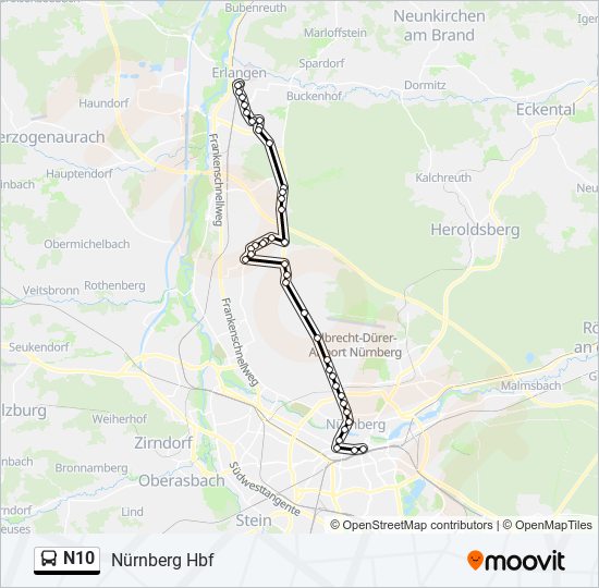 n10 Route: Schedules, Stops & Maps - Nürnberg Hbf (Updated)