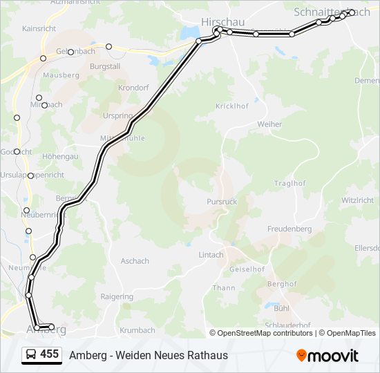 455 Route: Fahrpläne, Haltestellen & Karten - Amberg Bahnhof (Aktualisiert)