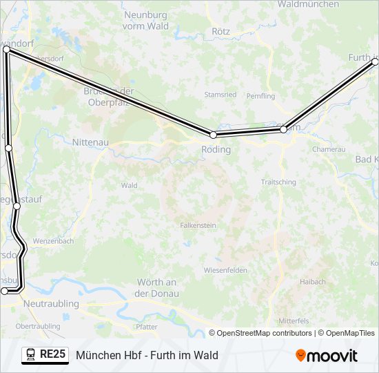 re25 Route: Fahrpläne, Haltestellen & Karten - Regensburg Hbf ...
