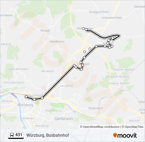 431 Route: Schedules, Stops & Maps - Würzburg, Busbahnhof (Updated)