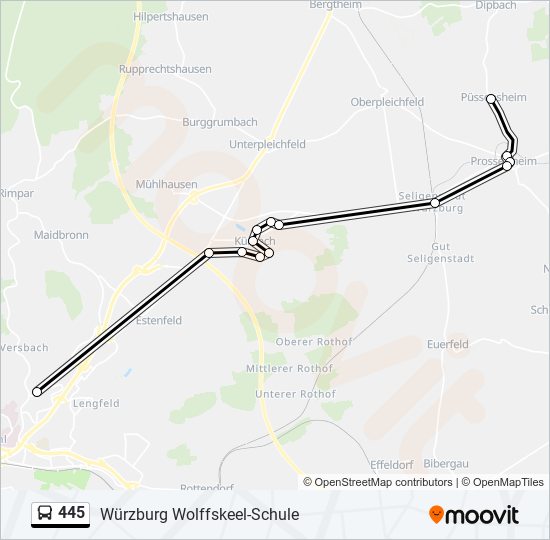 445 Route: Schedules, Stops & Maps - Würzburg Wolffskeel-Schule (Updated)