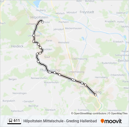 611 Route: Fahrpläne, Haltestellen & Karten - Greding. (Aktualisiert)