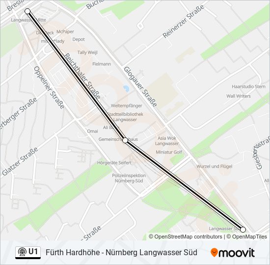 u1 Route: Schedules, Stops & Maps - Langwasser Mitte (Fürth Hardhöhe ...