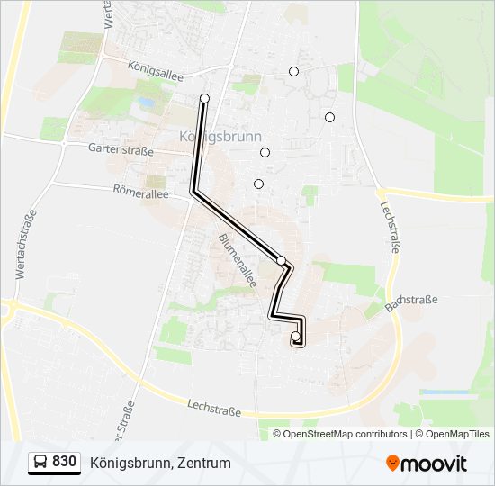830 Route: Fahrpläne, Haltestellen & Karten - Königsbrunn, Zentrum ...