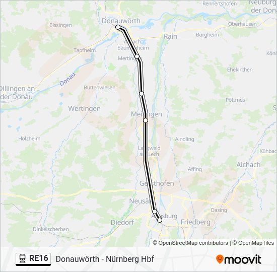 RE16 Route: Fahrpläne, Haltestellen & Karten - Augsburg Hbf (Aktualisiert)
