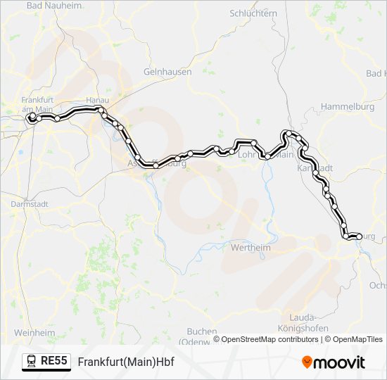RE55 Route: Schedules, Stops & Maps - Frankfurt(Main)Hbf (Updated)