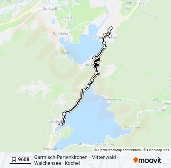 9608 Route: Schedules, Stops & Maps - Walchensee, Ortsmitte (Updated)