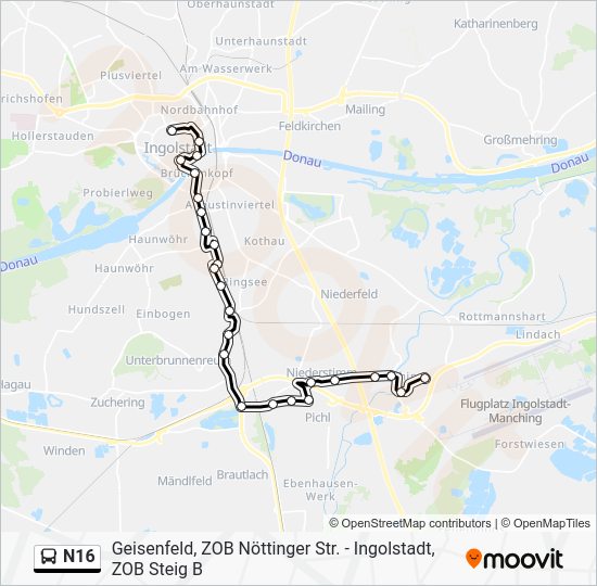 N16 Route: Schedules, Stops & Maps - Manching (Updated)