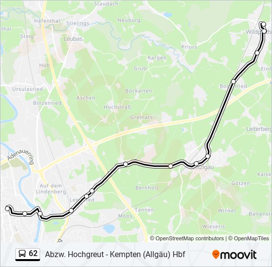 62 Route: Schedules, Stops & Maps - Kempten, Zum (Updated)