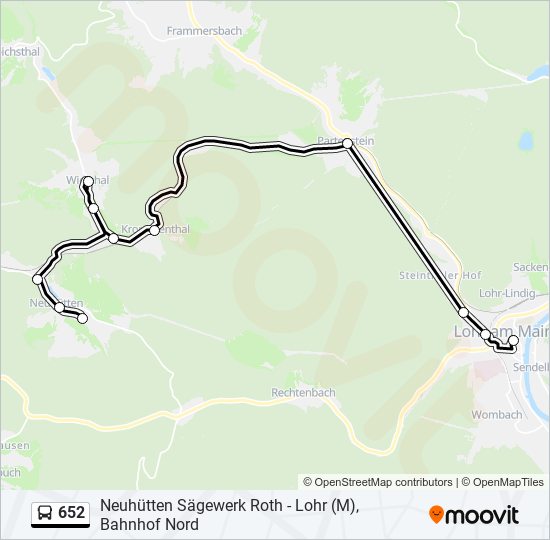 652 Route: Schedules, Stops & Maps - Neuhütten Sägewerk Roth (Updated)