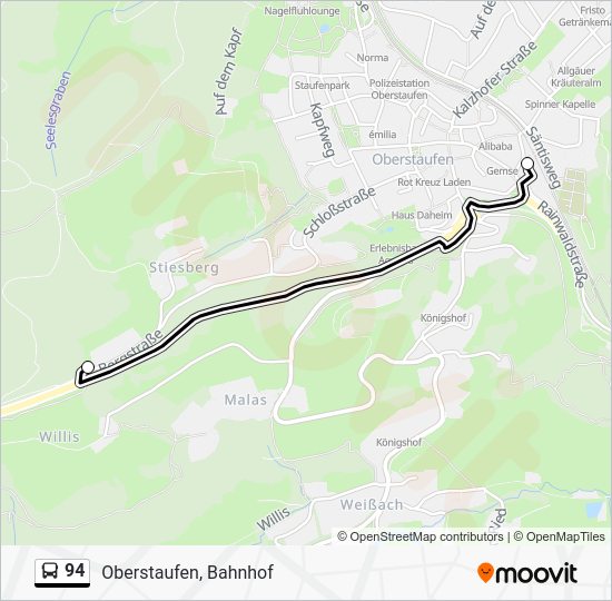 94 Route: Schedules, Stops & Maps - Oberstaufen, Bahnhof (Updated)