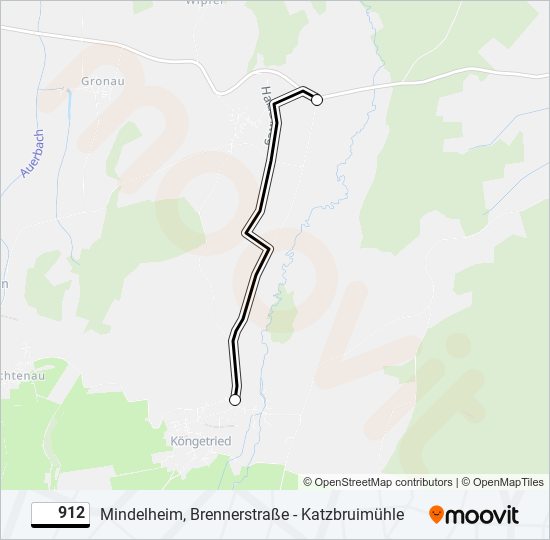912 Route: Schedules, Stops & Maps - Saulengrain, Abzw. Köngetried ...