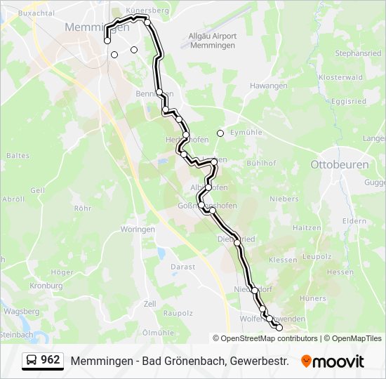 962 Route: Schedules, Stops & Maps - Wolfertschwenden, am Meierhof ...