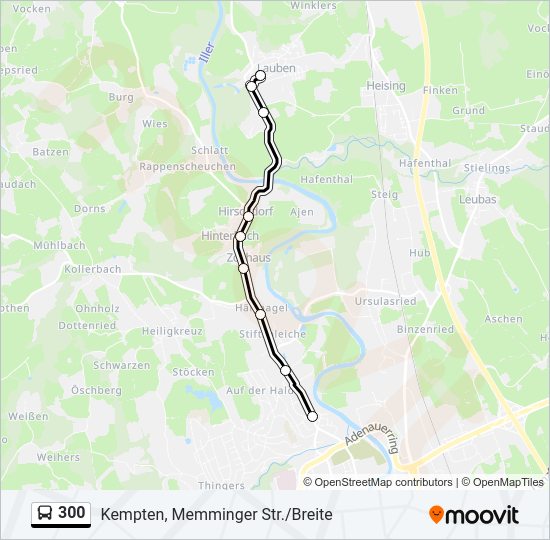 300 Route: Schedules, Stops & Maps - Kempten, Memminger Str./Breite ...