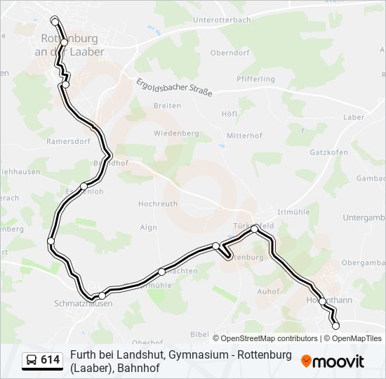 614 Route: Fahrpläne, Haltestellen & Karten - Hohenthann, Kirche ...