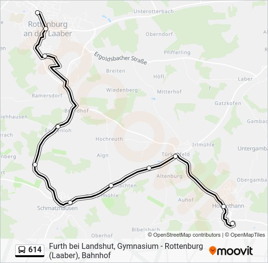 614 Route: Schedules, Stops & Maps - Rottenburg (Laaber), Bahnhof (Updated)