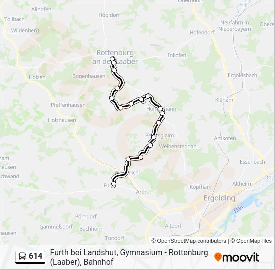 614 Route: Schedules, Stops & Maps - Furth Bei Landshut, Gymnasium ...