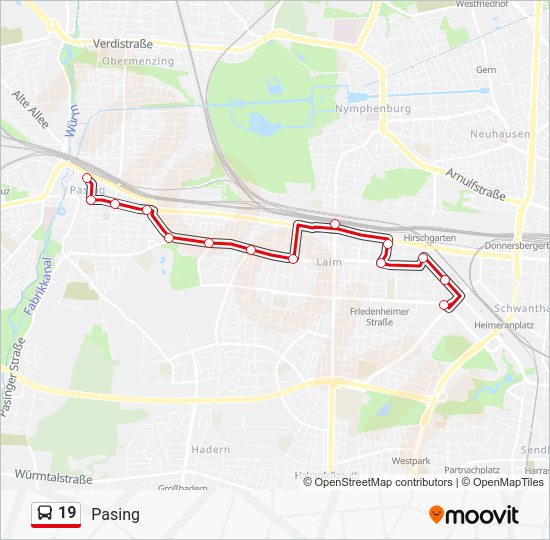 19 Route: Fahrpläne, Haltestellen & Karten - Pasing (Aktualisiert)