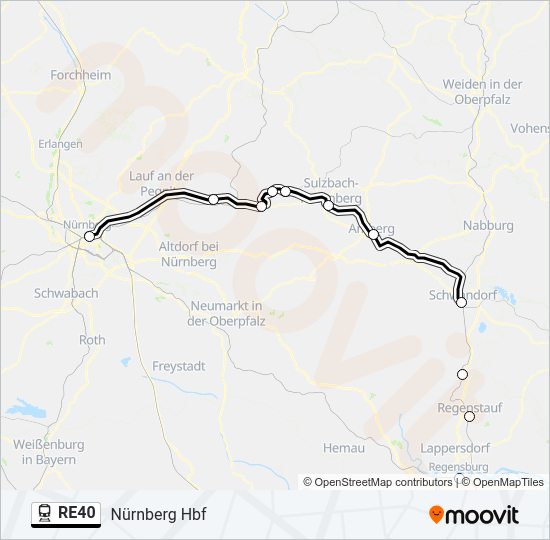RE40 Route: Schedules, Stops & Maps - Nürnberg Hbf (Updated)