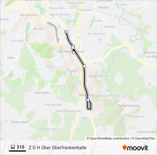 310 Route: Schedules, Stops & Maps - Z O H Über Oberfrankenhalle (Updated)