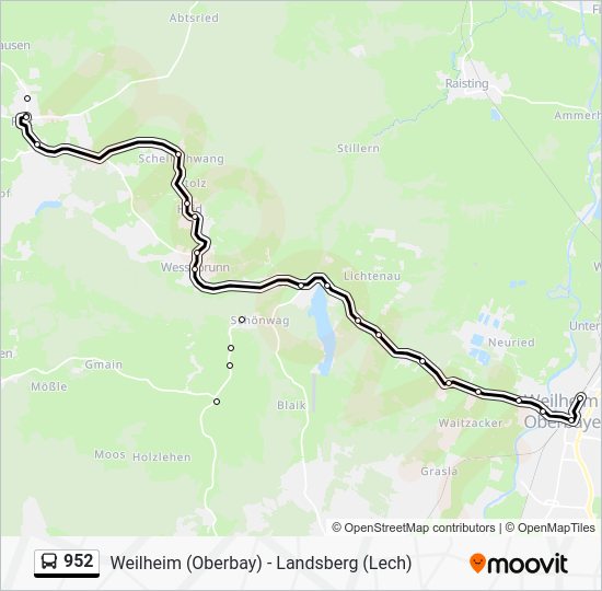 952 Route: Fahrpläne, Haltestellen & Karten - Weilheim (Oberbay ...