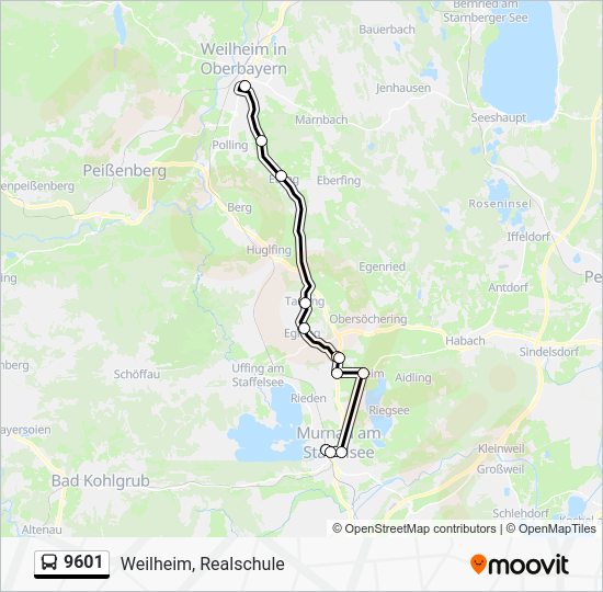 9601 Route: Fahrpläne, Haltestellen & Karten - Weilheim, Realschule ...