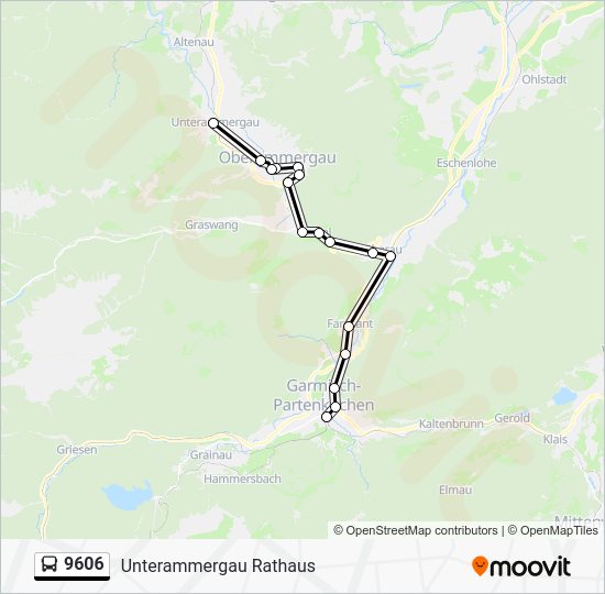 9606 Route: Schedules, Stops & Maps - Unterammergau Rathaus (Updated)