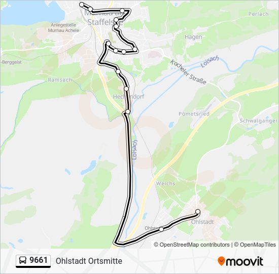 9661 Route: Fahrpläne, Haltestellen & Karten - Ohlstadt Ortsmitte ...