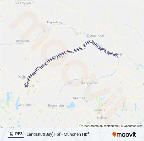 RE3 Route: Fahrpläne, Haltestellen & Karten - Passau, Hbf (Aktualisiert)