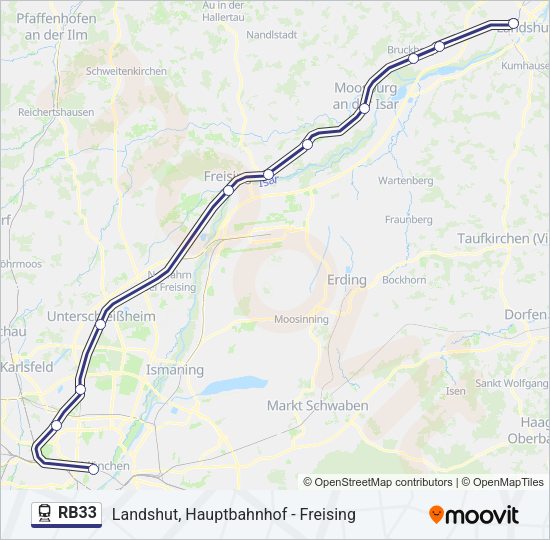 rb33 Route: Schedules, Stops & Maps - Landshut, Hauptbahnhof (Updated)