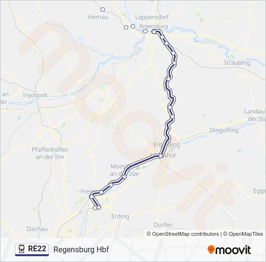 RE22 Route: Schedules, Stops & Maps - Regensburg Hbf (Updated)