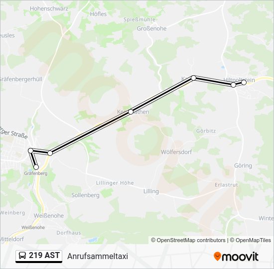 219 ast Route: Fahrpläne, Haltestellen & Karten - Anrufsammeltaxi ...