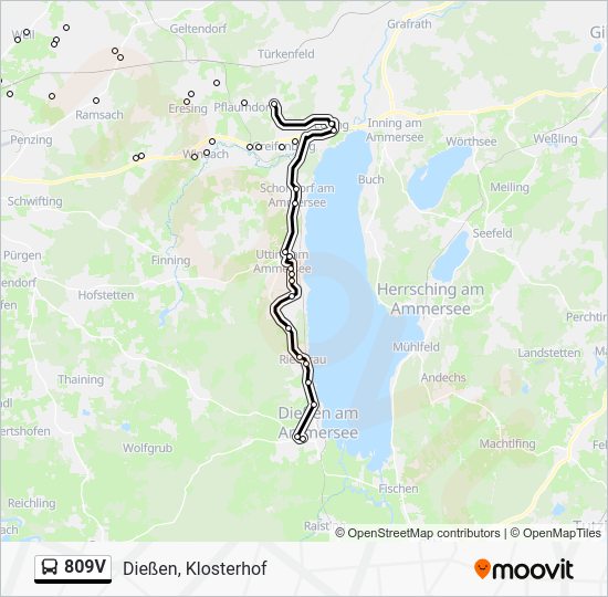 809v Route: Fahrpläne, Haltestellen & Karten - Dießen, Klosterhof ...