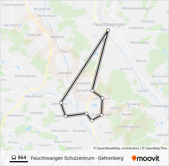 864 Route: Fahrpläne, Haltestellen & Karten - Feuchtwangen Mooswiese ...