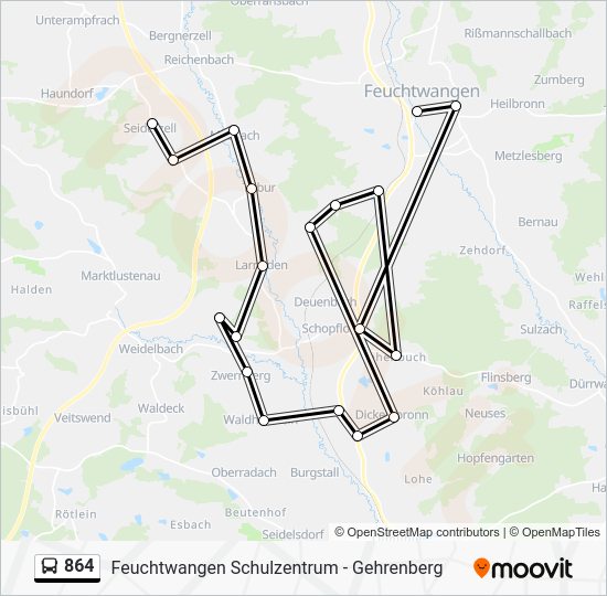 864 Route: Fahrpläne, Haltestellen & Karten - Feuchtwangen Mooswiese ...