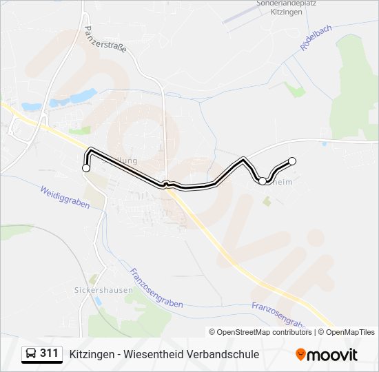 311 Route: Fahrpläne, Haltestellen & Karten - Vs Kitzingen Siedlung ...