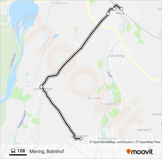108 Route: Fahrpläne, Haltestellen & Karten - Mering, Bahnhof ...